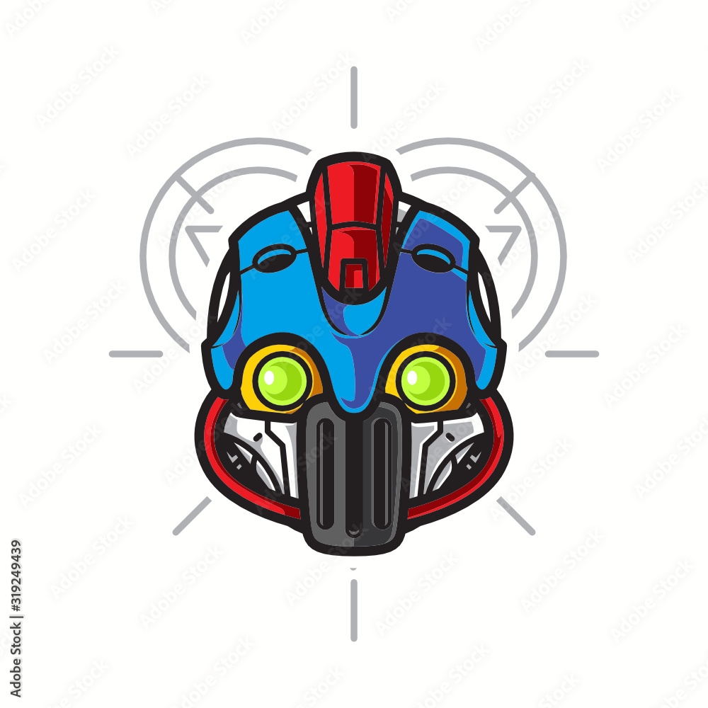 Mecha Robot Head Logo, Template Images Stock Vector | Adobe Stock