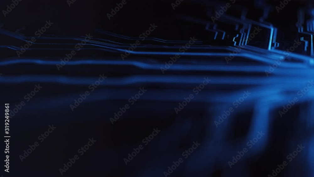 Digitalization Concept: Computer Screen Activates and Shows Futuristic ...