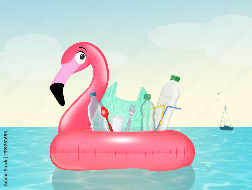 funny illustration of plastic pollution Stock Illustration | Adobe Stock