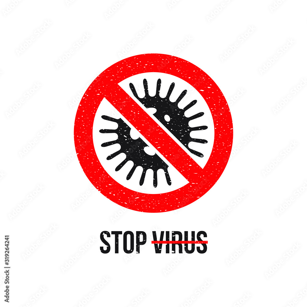 Stop virus sign isolated on white background. Vector illustration Stock ...