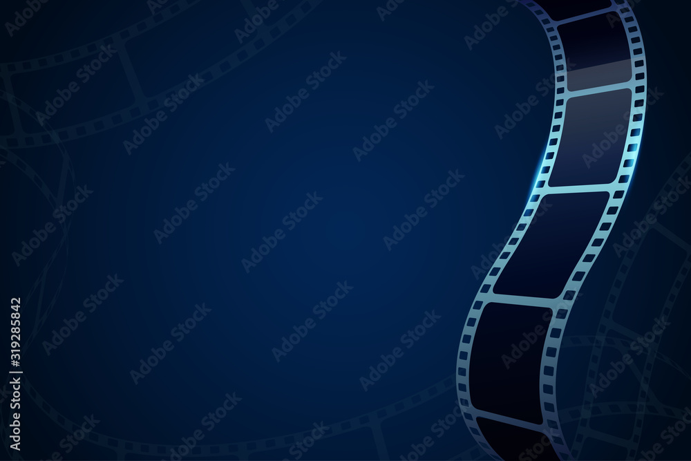 Realistic 3d film strip in perspective. Film reel stripe cinema ...