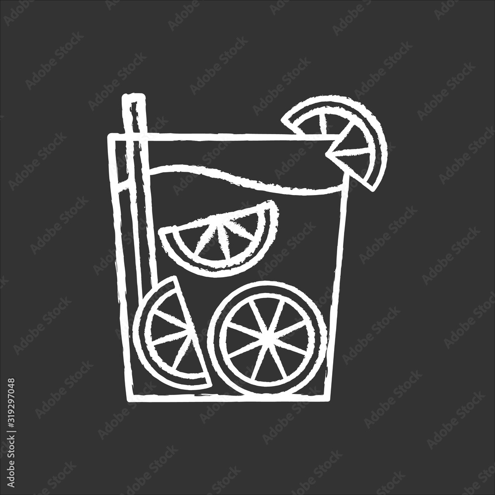 Caipirinha chalk white icon on black background. Brazilian cocktail ...