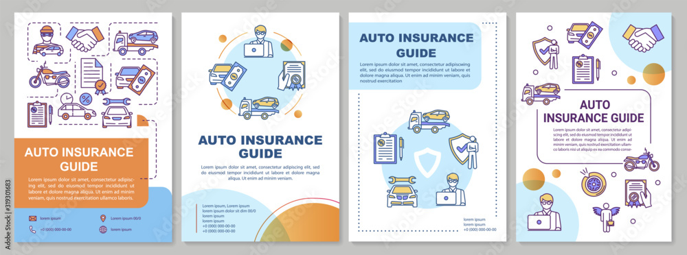 Auto insurance guide brochure template. Damaged property expense. Flyer ...