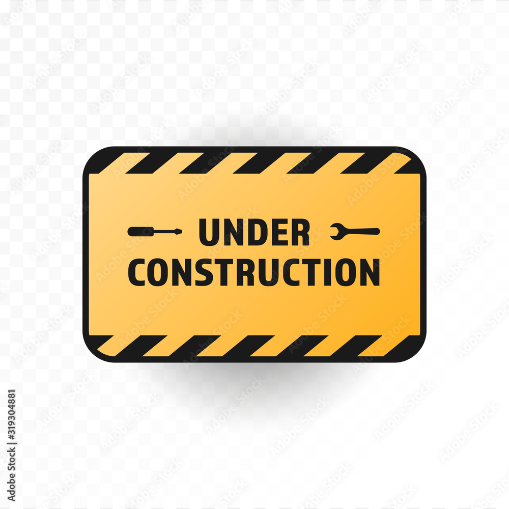 Under construction symbol. Vector flat illustration. Black and yellow ...
