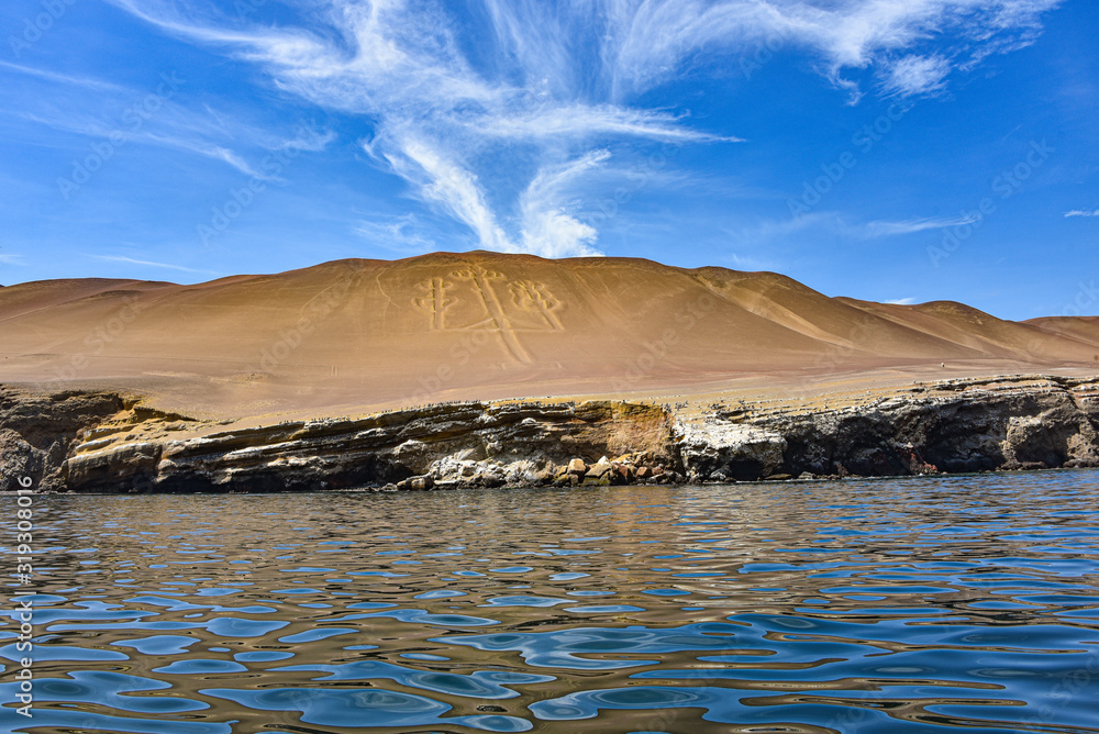 The Paracas Candelabra, also called the Candelabra of the Andes, a ...