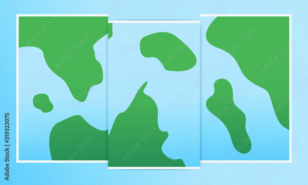 Flat illustration of map with white border. fictional fantasy map ...