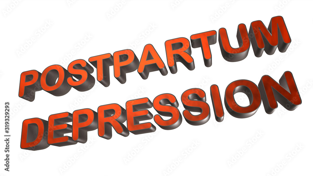 3D rendering postpartum depression word - postnatal PPD concept letter ...