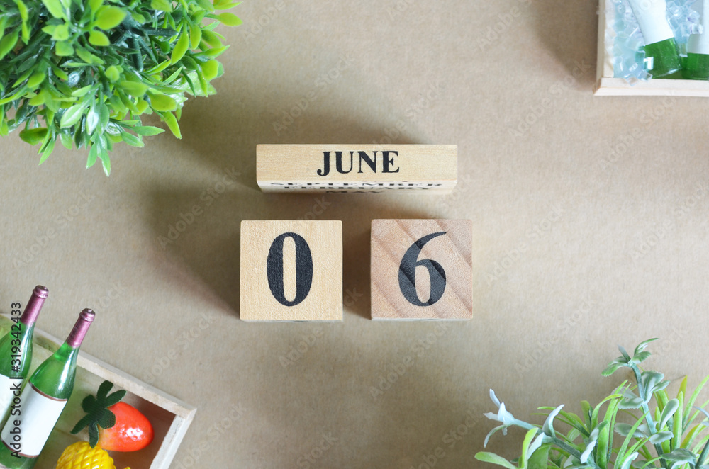 June 6 Empty Background, Design with number cube strawberry pine apple ...