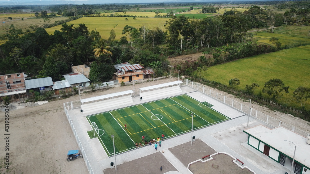 Cancha de fútbol soccer en Nuevo Cajamarca - Perú. Stock Photo | Adobe ...