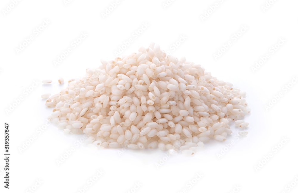 Rice grain on white background Stock Photo | Adobe Stock