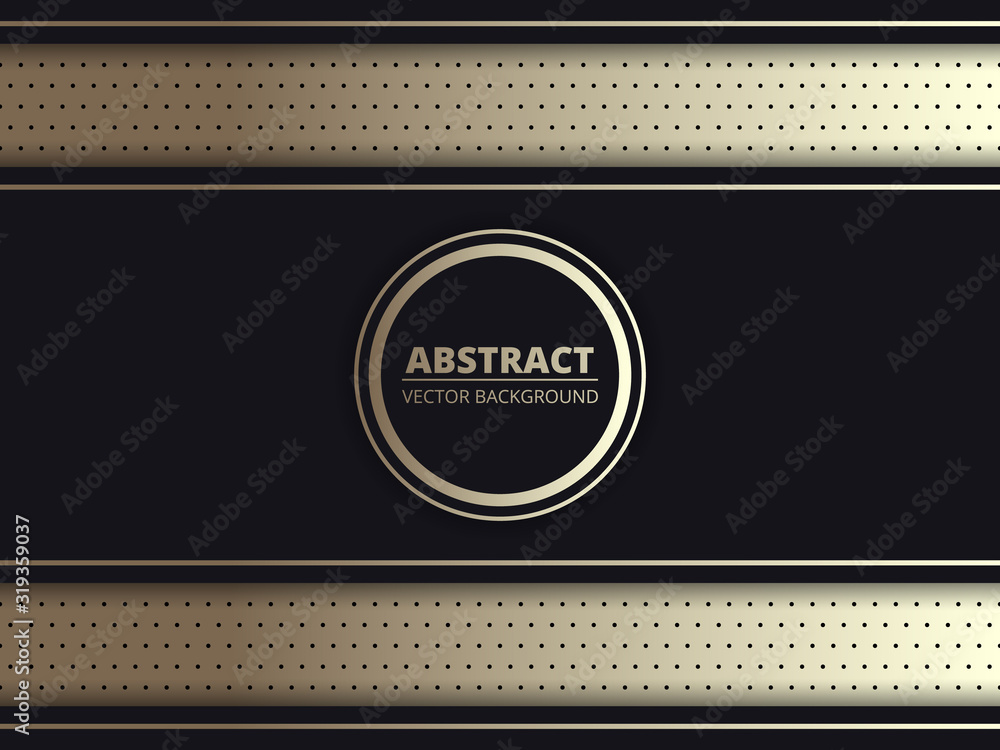 Gold and black royal abstract background with a circle and gold frames ...