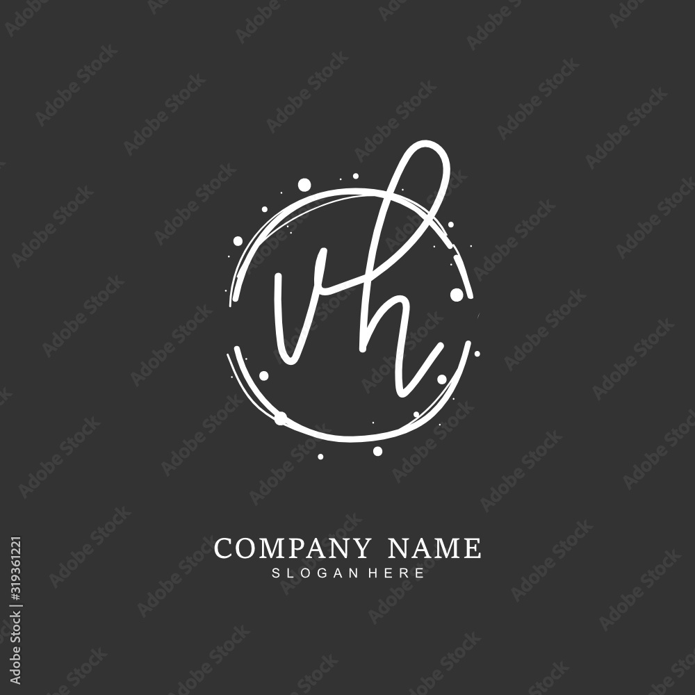 Handwritten initial letter V H VH for identity and logo. Vector logo ...