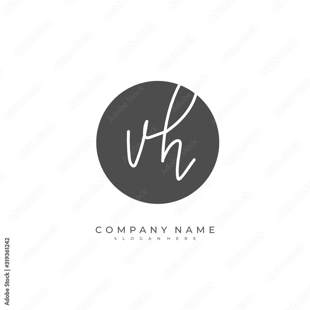 Handwritten initial letter V H VH for identity and logo. Vector logo ...