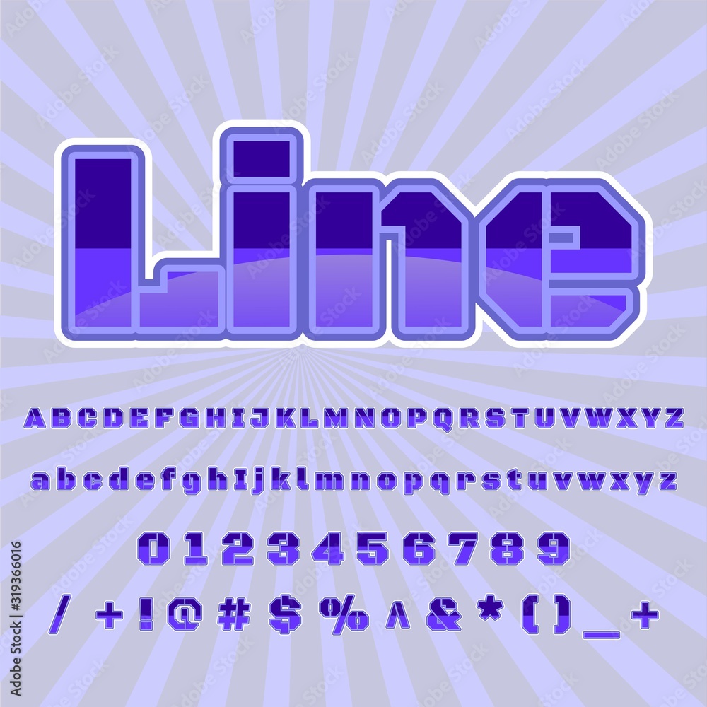 Vector display font design with line,alphabet, character set, typeface ...
