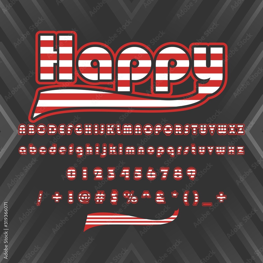 Happy Vector display font design with line,alphabet, character set ...