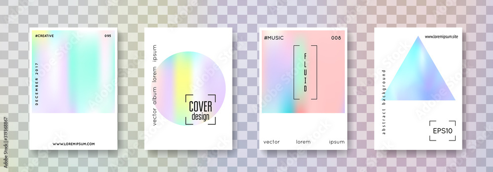Hologram abstract backgrounds set. Vibrant hologram backdrop with ...