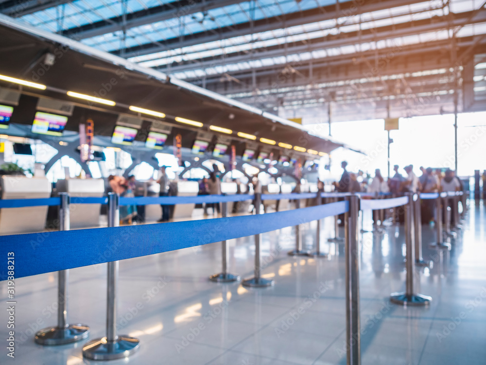 Check in Counter with People queue Airport Travel Transportation Stock ...
