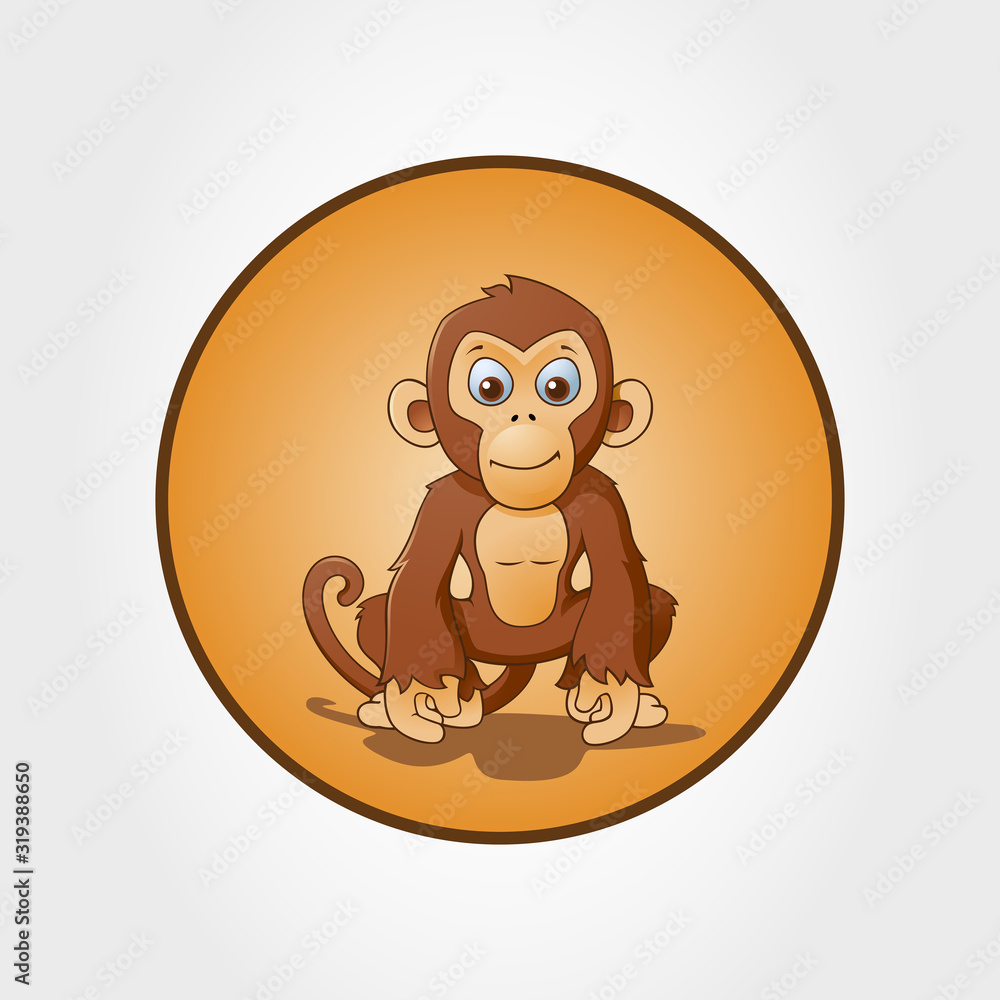 Cartoon monkey sitting, vector cartoon illustration Stock Vector ...