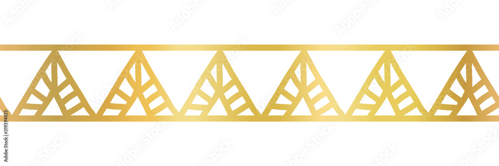 Gold foil triangles seamless vector border. Golden metallic triangle ...