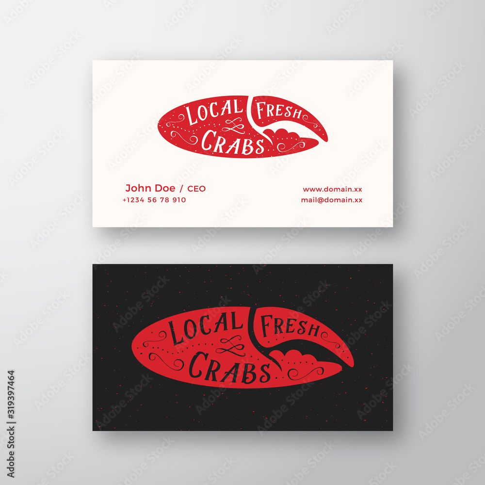 Local Fresh Crabs Sign, Symbol or Logo and Business Card Template ...