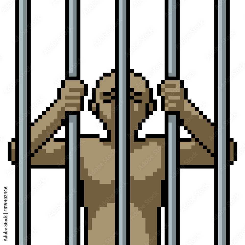 vector pixel art prisoner cage Stock Vector | Adobe Stock