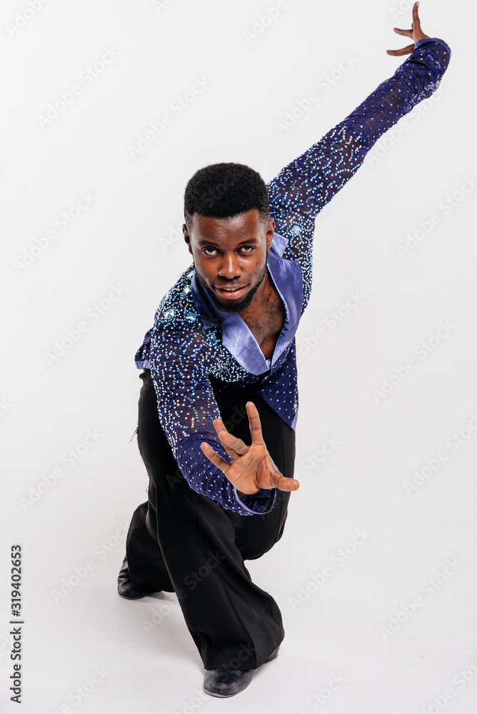 Afro american dancer on white background. Man are dancing. Dance school ...