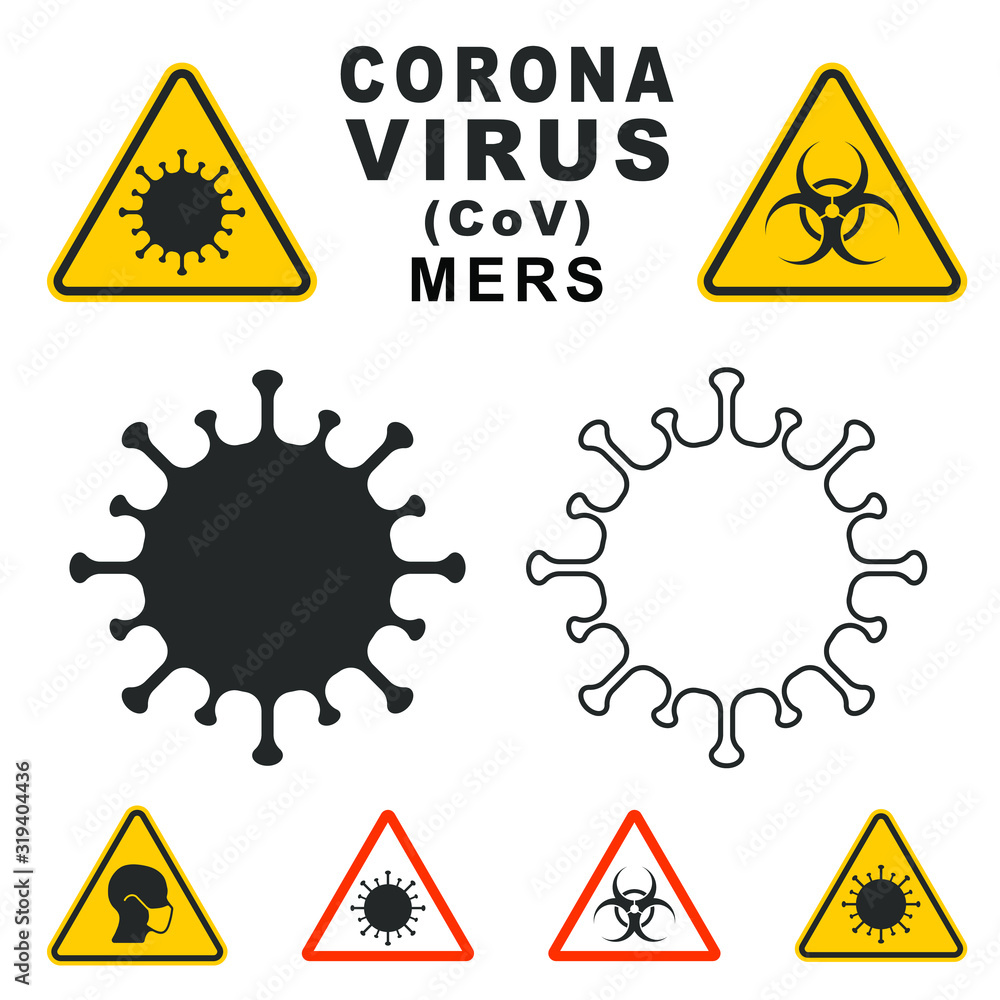 MERS Corona Virus warning icon shape. biological hazard risk logo ...