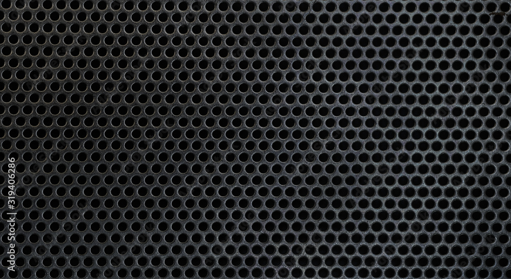 Metal background, black steel plate with holes,Black metal texture ...