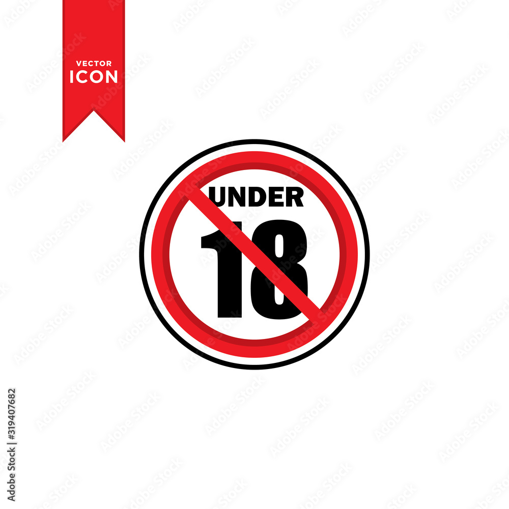 Under 18 years icon vector. Under 18 years sign mark icon symbol ...