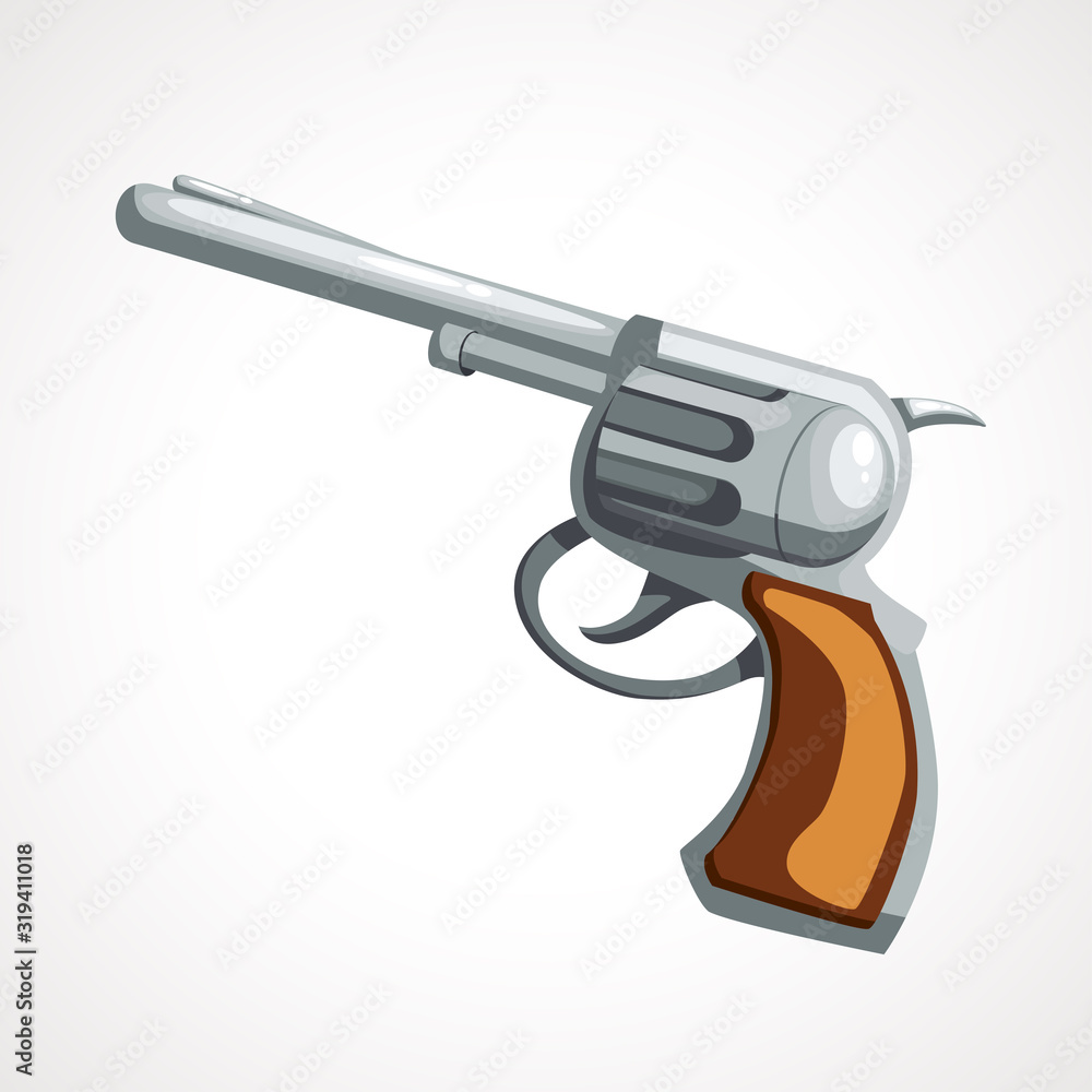 Cartoon revolver gun on a white background. Vector illustration. Stock ...