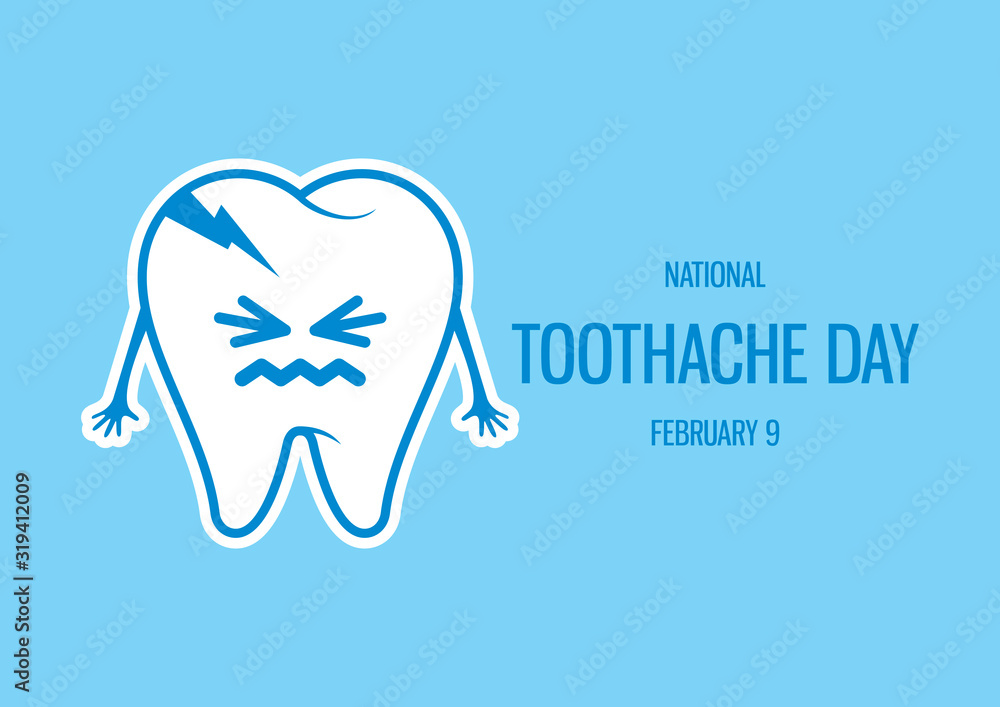 National Toothache Day vector. Rotten tooth cartoon character. Bad ...
