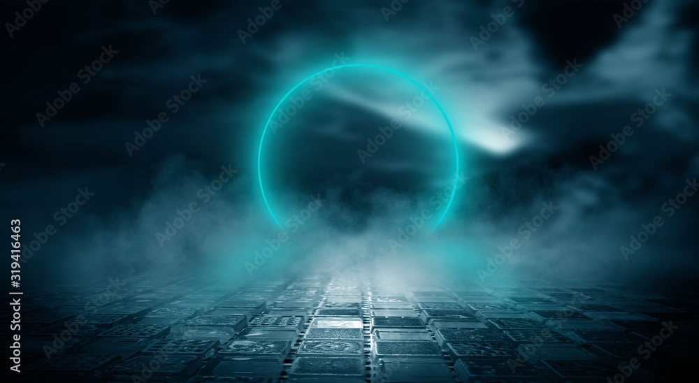 Futuristic landscape, abstract night landscape. Dark horizon Modern ...