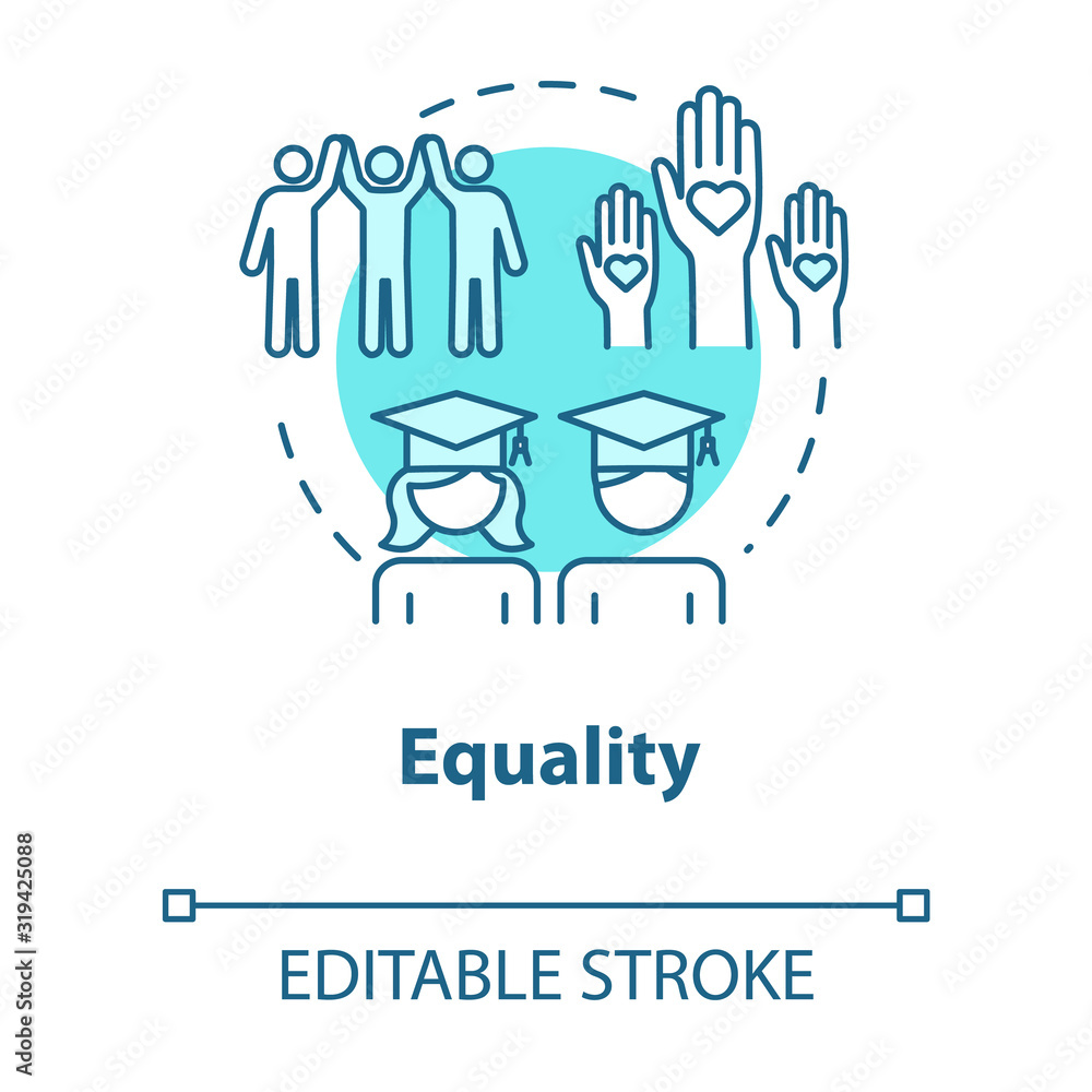 Equality concept icon. Positive support. Diverse community. High school ...