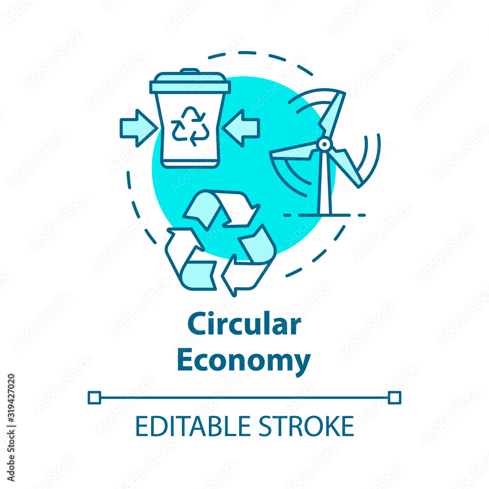 Circular economy concept icon. Infinite industrial loop. Sustainability ...