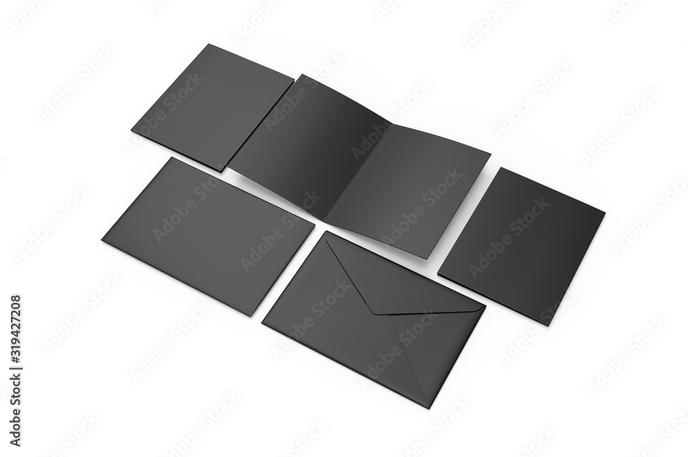 Blank bi fold card template, 3d render illustration. Stock Illustration ...