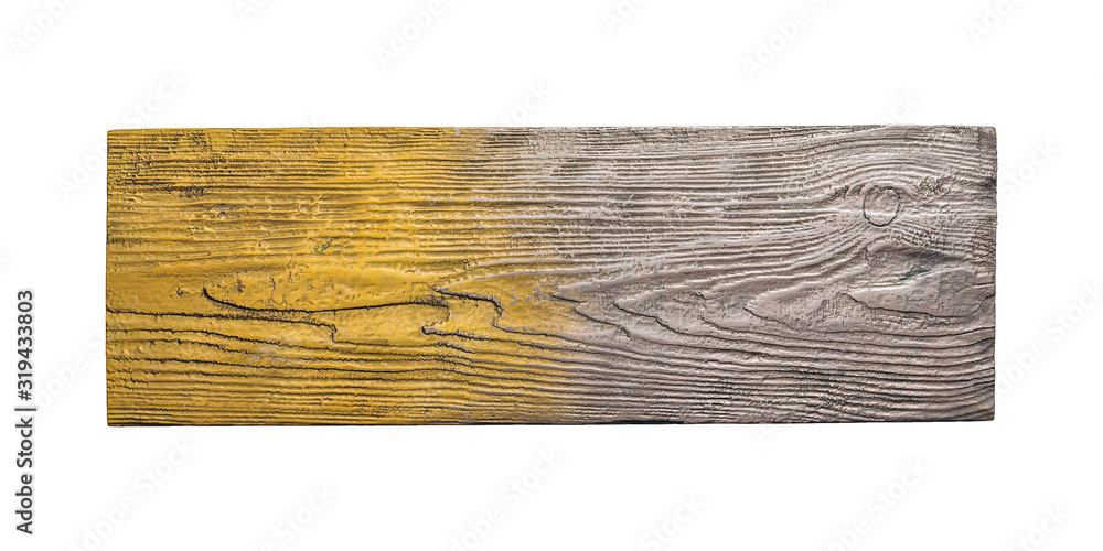 Partially gold plated and silver plated wood plank. Isolated texture ...