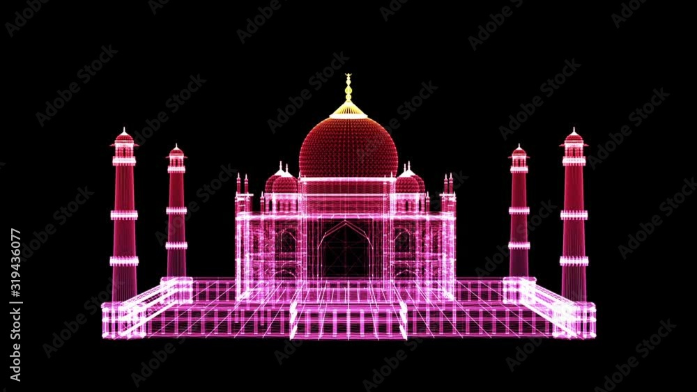Taj Mahal HUD Motion graphics advance futuristic 3d movement of Taj ...