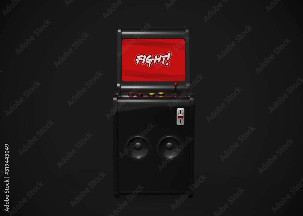 Arcade Machine Fight Screen Retro Gaming Style With Joystick and ...