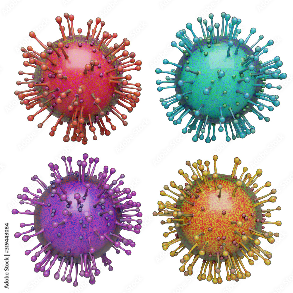 3d Illustration of abstract bacteria or virus in spherical shape with ...