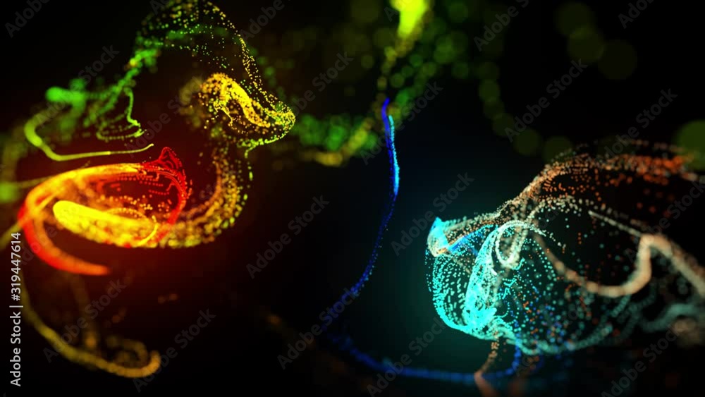 injection of fluorescent multicolor ink in water in 4k. 3d render of ...