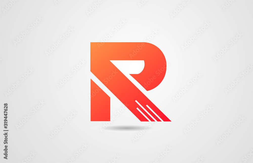 R orange alphabet letter logo icon design template for corporate ...