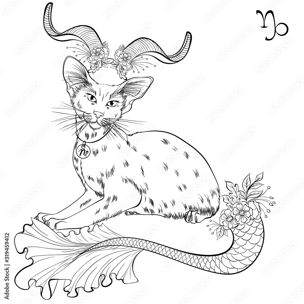 Zodiac. Vector illustration of the astrological sign of Capricorn as a ...