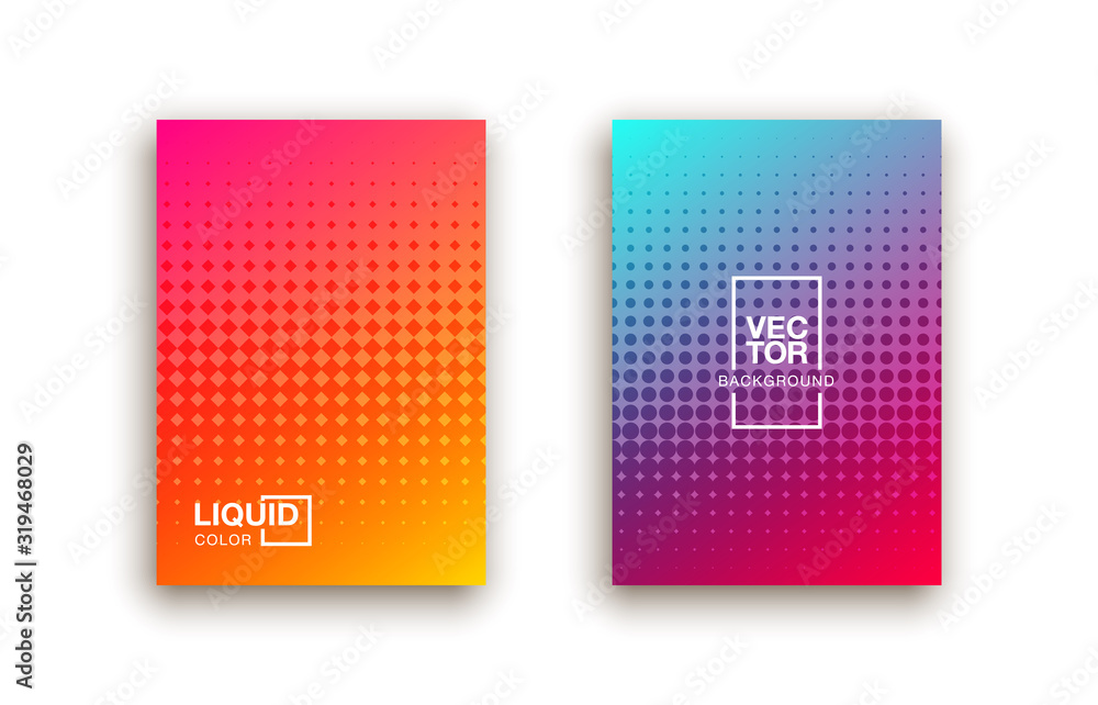 Bright annual report design dot collection. Gradient halftone grid ...