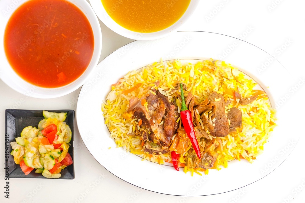 Mutton mandy rice on table Stock Photo | Adobe Stock