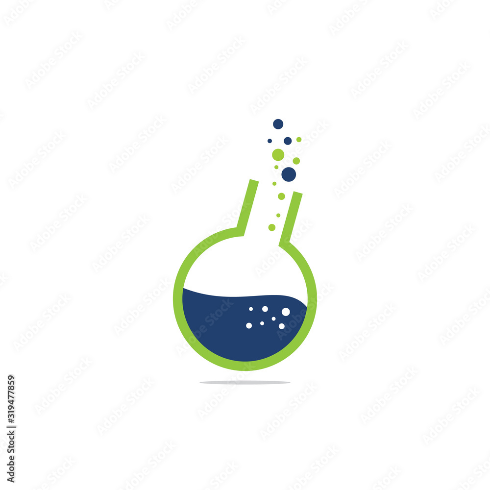 Lab logo vector. Lab template. Science lab logo. Beaker Lab round flask ...