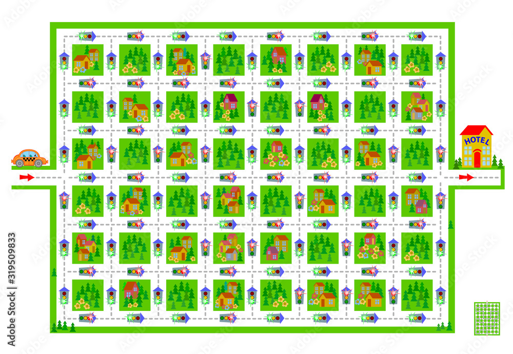 Logical puzzle game with labyrinth for children and adults. Help the ...