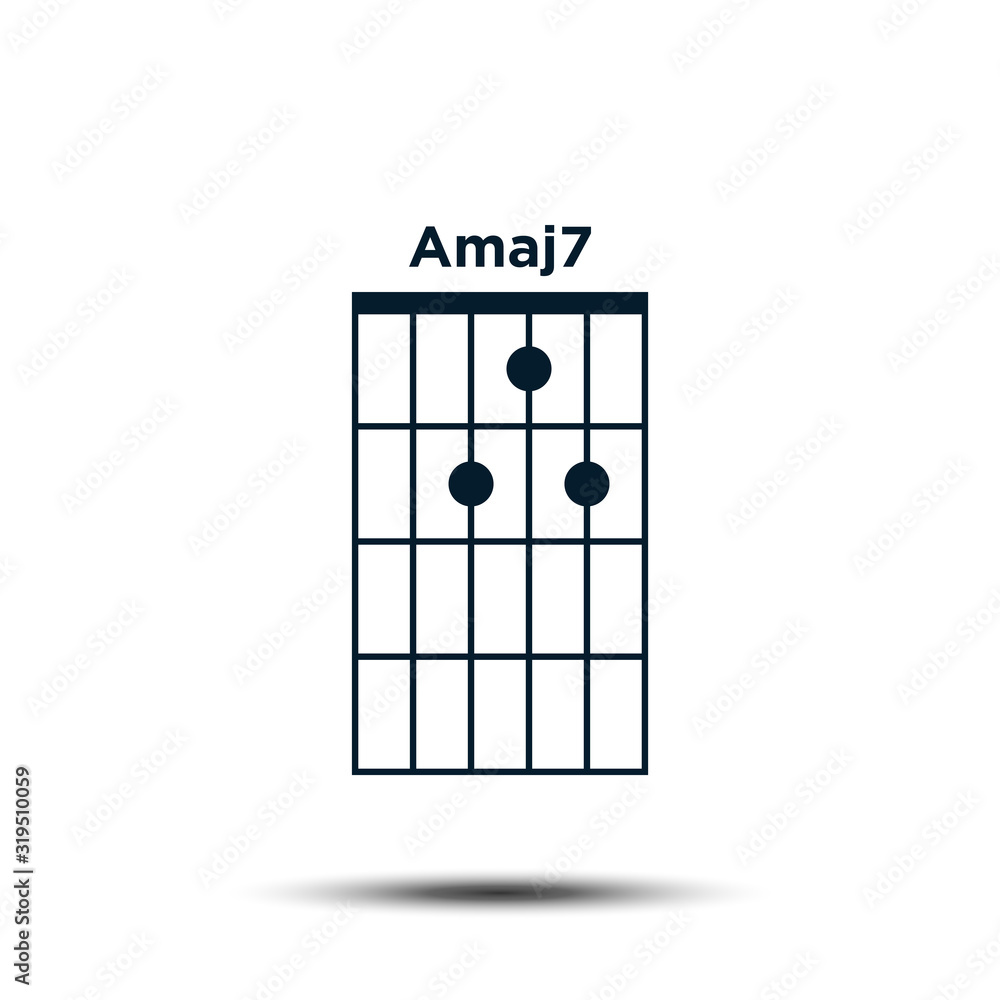 Amaj7, Basic Guitar Chord Chart Icon Vector Template Stock Vector ...