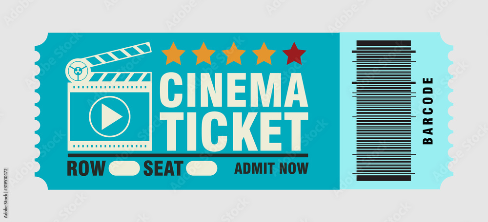 cinema ticket, skip to watch movies, realistic look Stock Illustration ...
