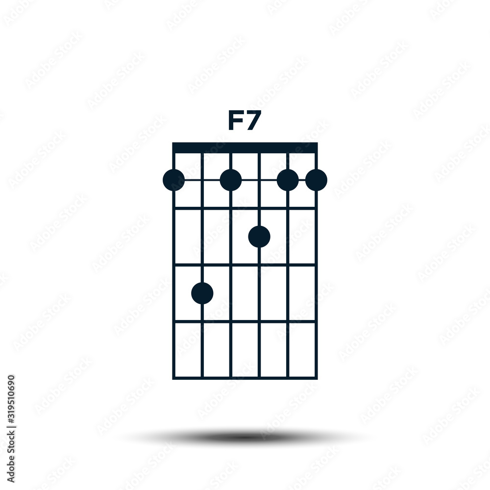 F7, Basic Guitar Chord Chart Icon Vector Template Stock Vector | Adobe ...
