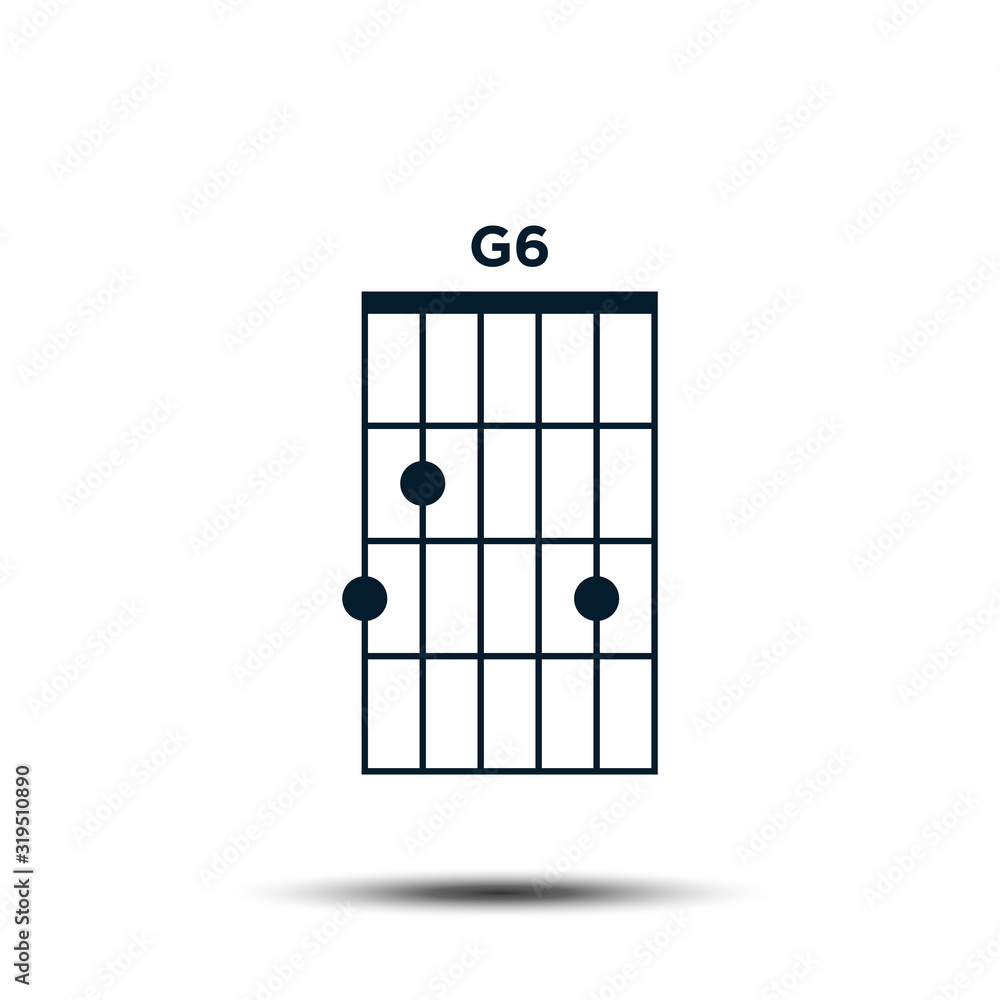 G6, Basic Guitar Chord Chart Icon Vector Template Stock Vector | Adobe ...